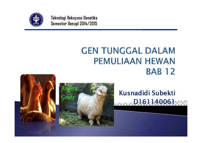 (PDF) Gen Tunggal Dalam Pemuliaan Hewan