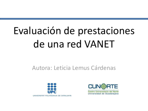 (PDF) Evaluación de prestaciones de una red Vanet