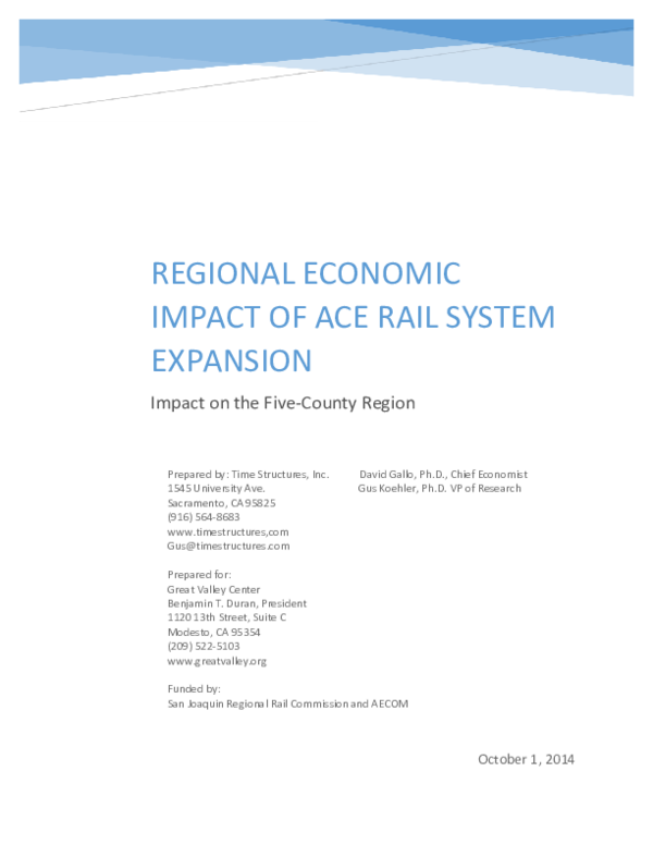 (PDF) Regional Economic Impact of ACE Rail System Expansion