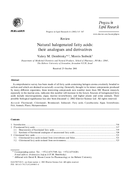 (PDF) Natural halogenated fatty acids: their analogues and derivatives