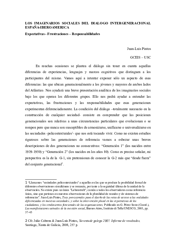 (DOC) LOS IMAGINARIOS SOCIALES DEL DIALOGO INTERGENERACIONAL ESPAÑA-IBEROAMERICA Expectativas ...