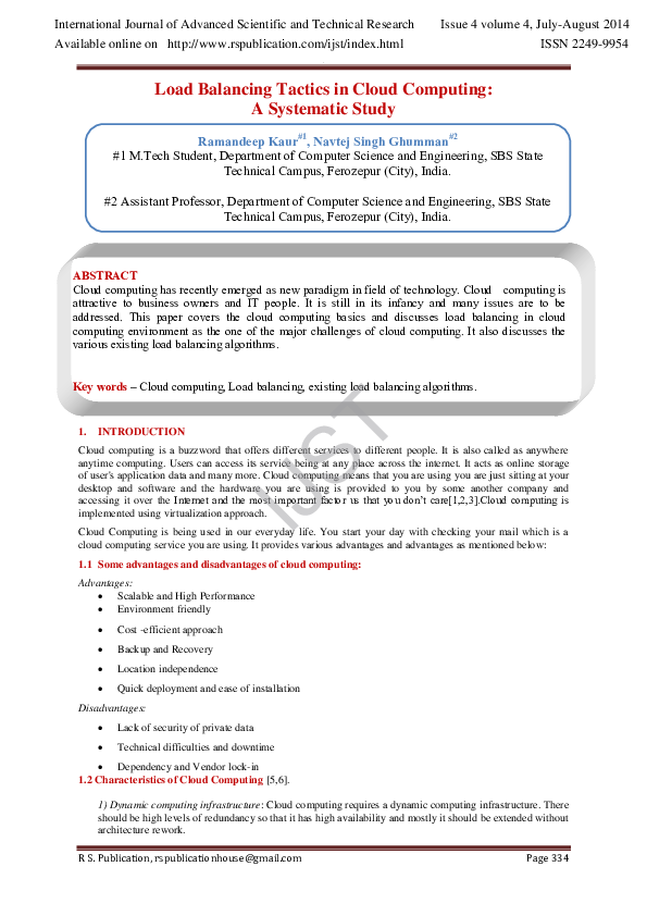(PDF) Load Balancing Tactics in Cloud Computing: A Systematic Study
