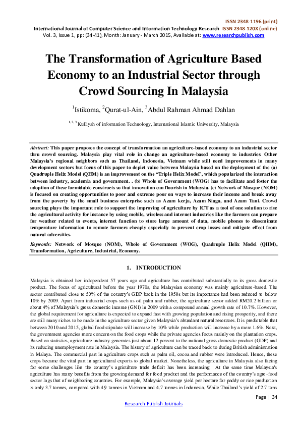 (PDF) The Transformation of Agriculture Based Economy to an Industrial ...