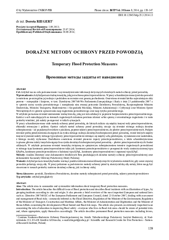 (PDF) Temporary Flood Protection Measures