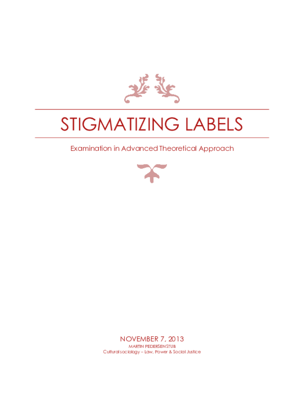 (PDF) Stigmatizing Labels (assignment)