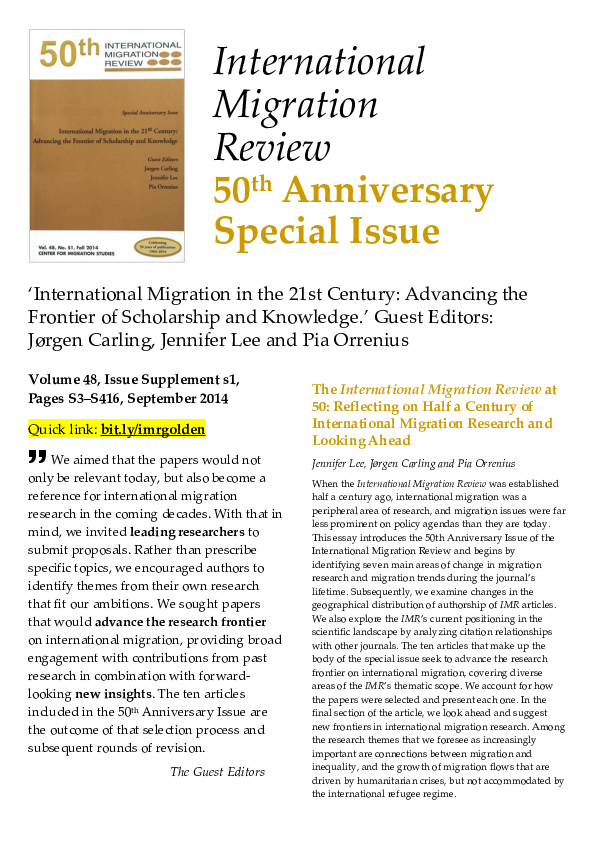 (PDF) International Migration Review 50th Anniversary Special Issue