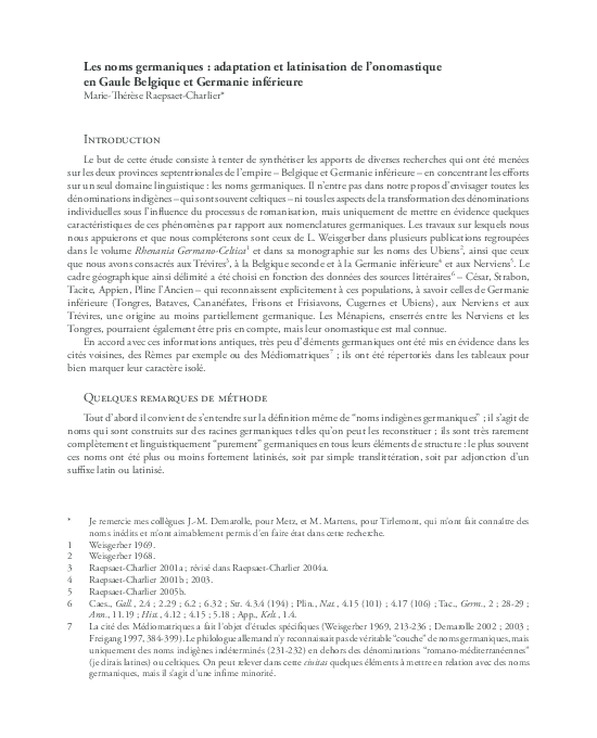 (PDF) Les noms germaniques : adaptation et latinisation de l ...