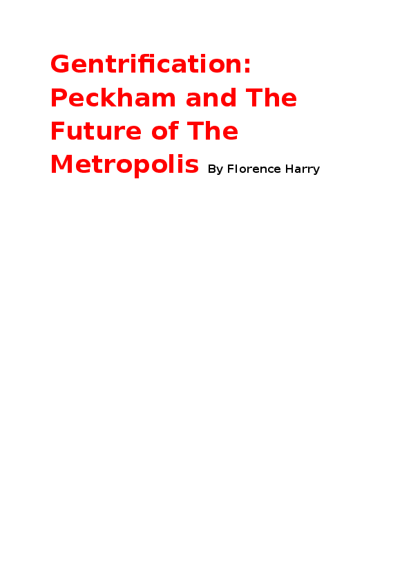 (DOC) Gentrification: Peckham and The Future of The Metropolis