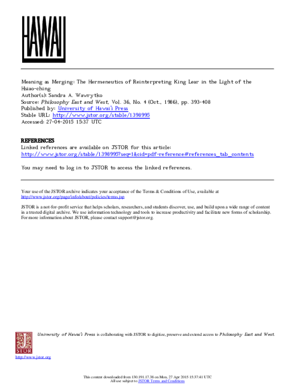 (PDF) Meaning as merging: The hermeneutics of reinterpreting King Lear ...