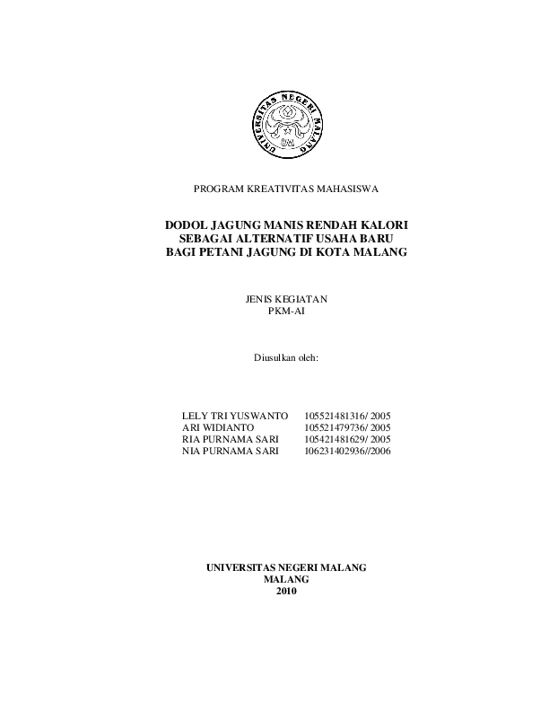 (PDF) pkm ai 10 um lely dodol jagung manis