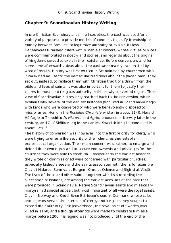 (DOC) Viking-Age and Early Medieval Scandinavia, chapter 9: History writing