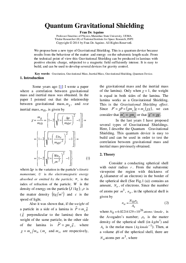 (PDF) Quantum Gravitational Shielding