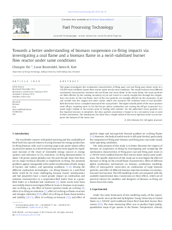(PDF) Towards a better understanding of biomass suspension co-firing ...