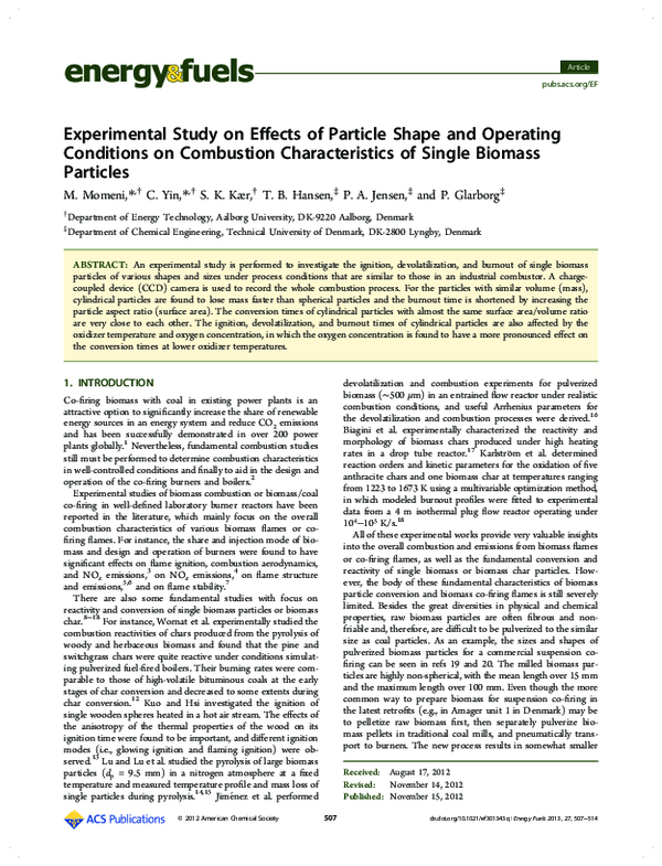 (PDF) Experimental study on effects of particle shape and operating conditions on combustion ...