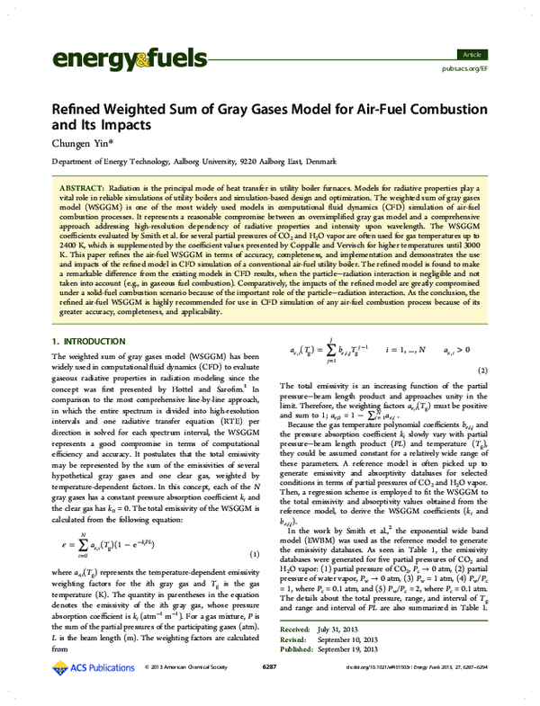 (PDF) Refined weighted sum of gray gases model for air-fuel combustion ...