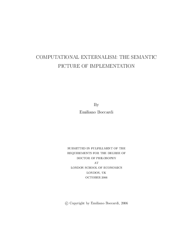 Pdf Computational Externalism The Semantic Picture Of Implementation