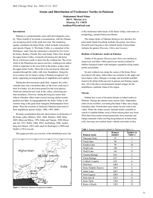 (PDF) 2015 status and distribution of freshwater turtles in pakistan.pdf