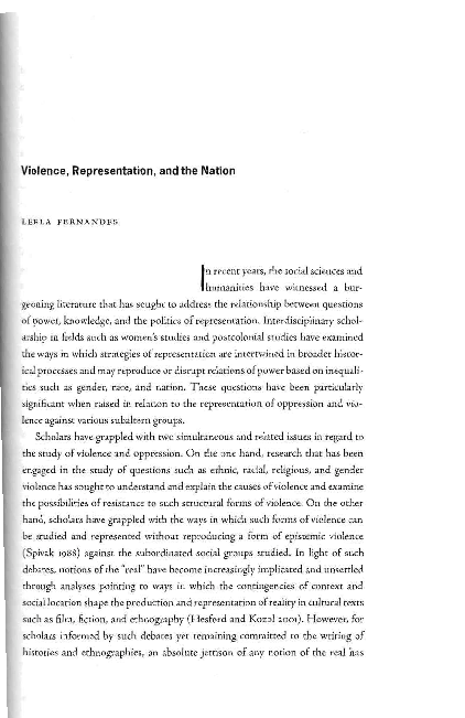 (PDF) Violence Representation and the Nation