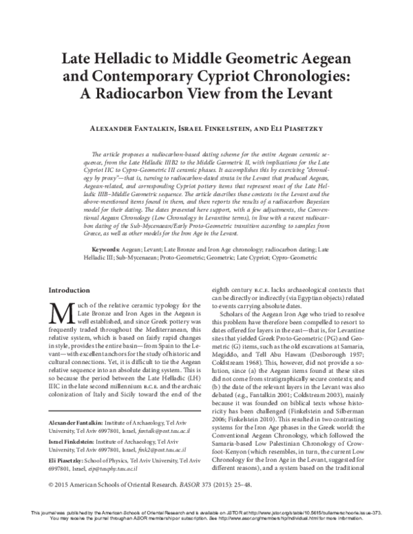 (PDF) Late Helladic to Middle Geometric Aegean and Contemporary Cypriot ...