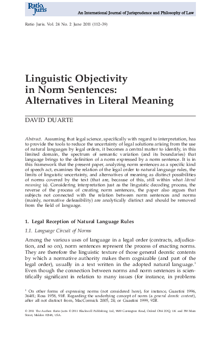 (PDF) Linguistic Objectivity in Norm Sentences: Alternatives in Literal ...