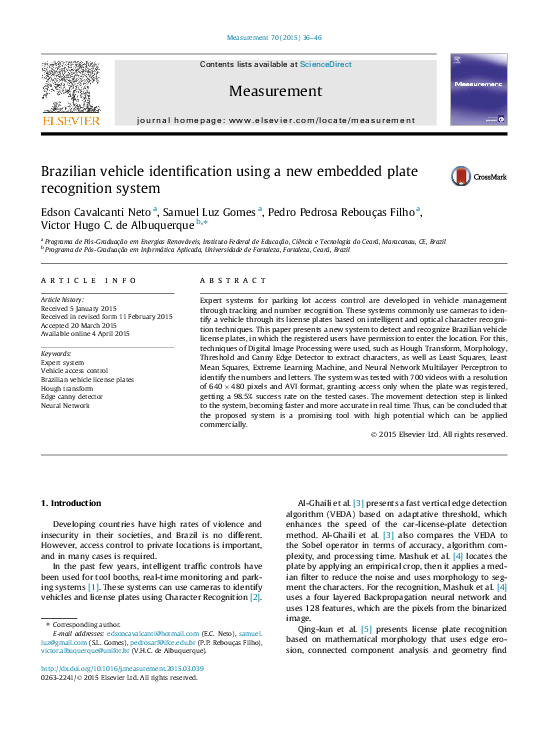 (PDF) Brazilian vehicle identification using a new embedded plate ...