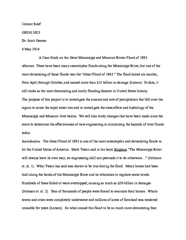 (DOC) A Case Study on the Great Mississippi and Missouri Rivers Flood ...