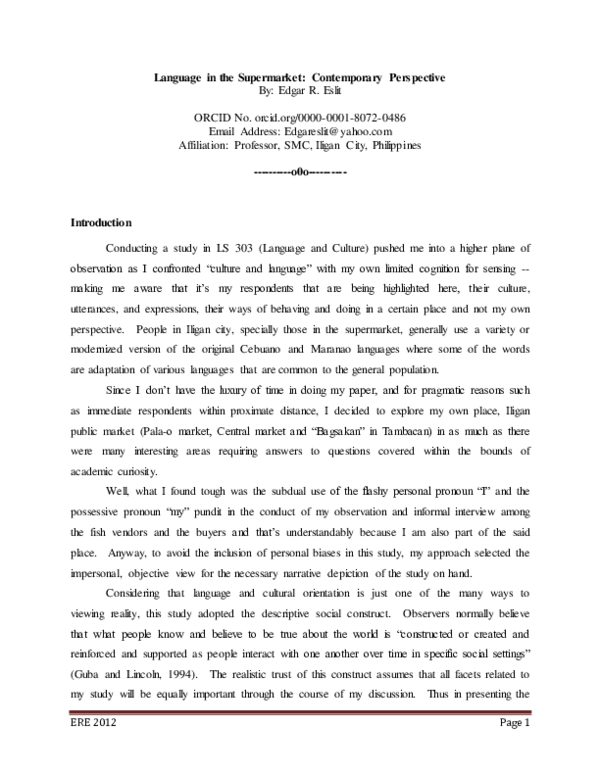 (PDF) Language in the Supermarket: Contemporary Perspective