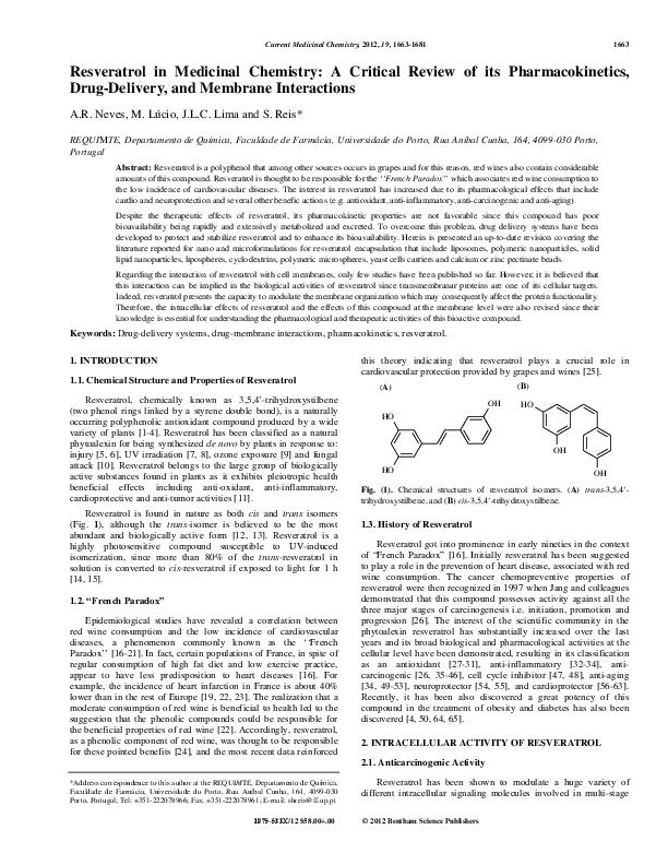 (PDF) Resveratrol in Medicinal Chemistry: A Critical Review of its ...