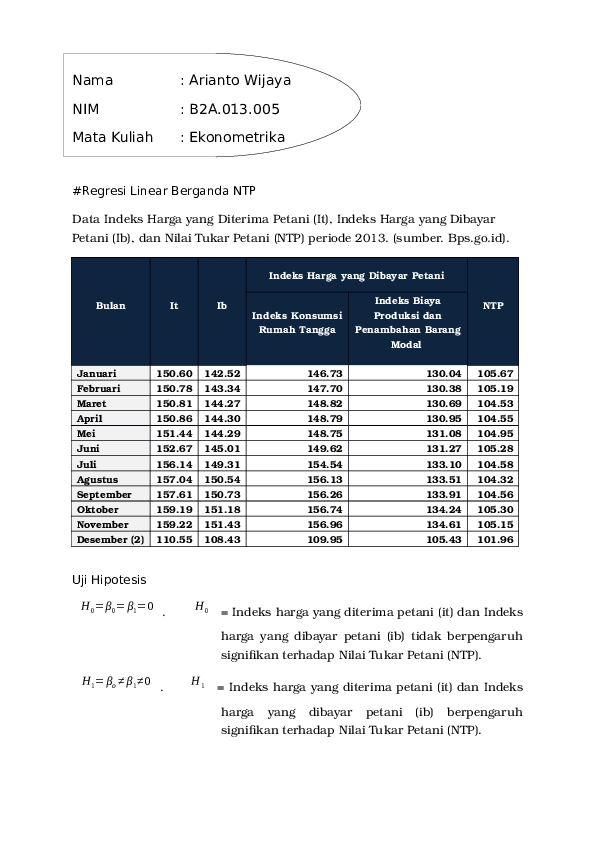 (DOC) Regresi Linear Berganda