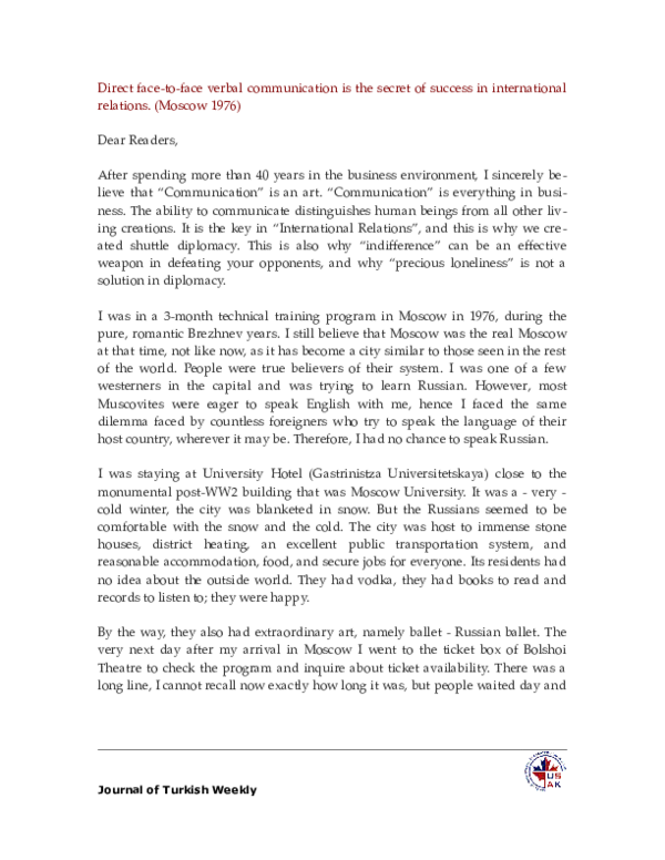 (PDF) Direct face-to-face verbal communication is the secret of success ...