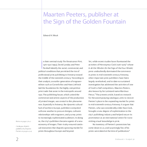 (PDF) Maarten Peeters, Publisher at the Sign of the Golden Fountain ...