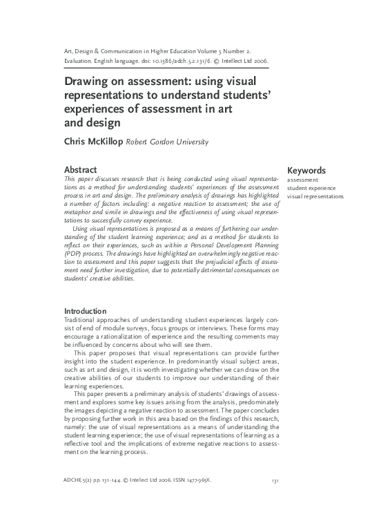 (PDF) Drawing on assessment: using visual representations to understand ...