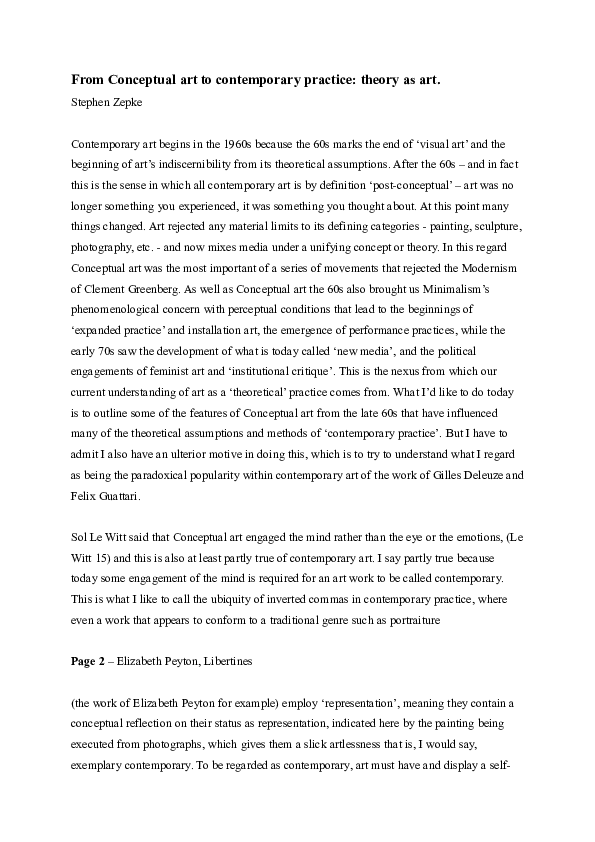 (DOC) From Conceptual art to contemporary practice: theory as art