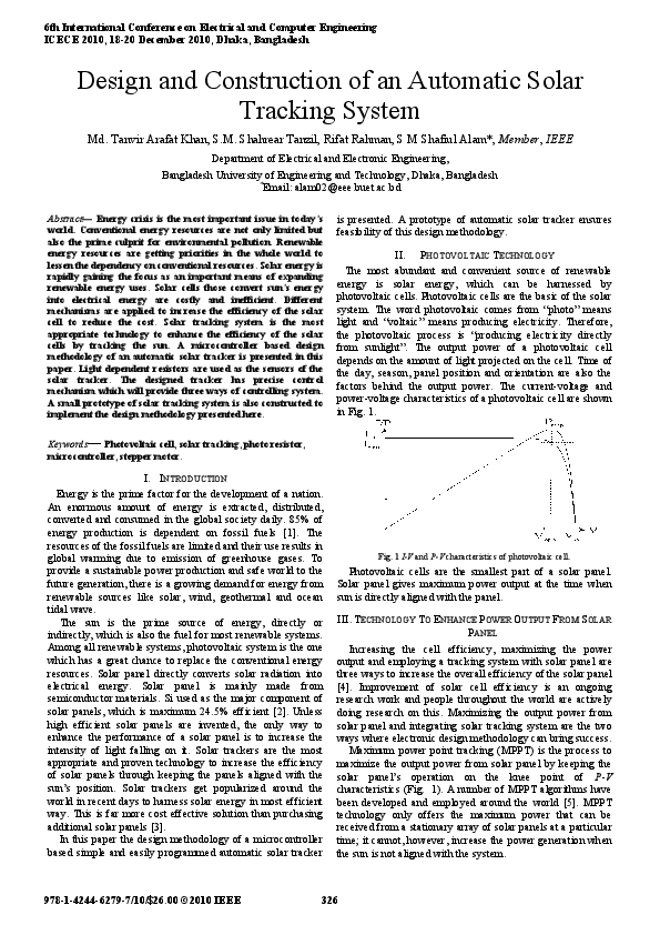 (PDF) Design and construction of an automatic solar tracking system