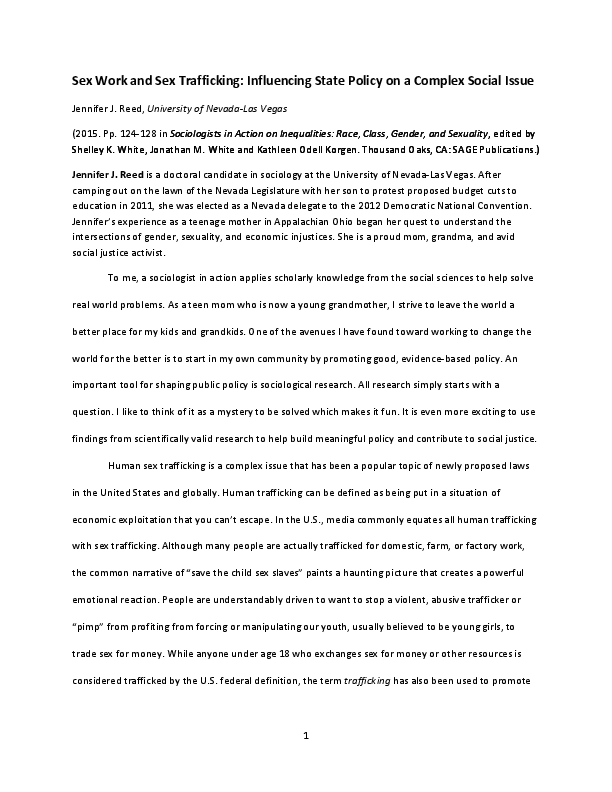 Pdf Sex Work And Sex Trafficking Influencing State Policy On A