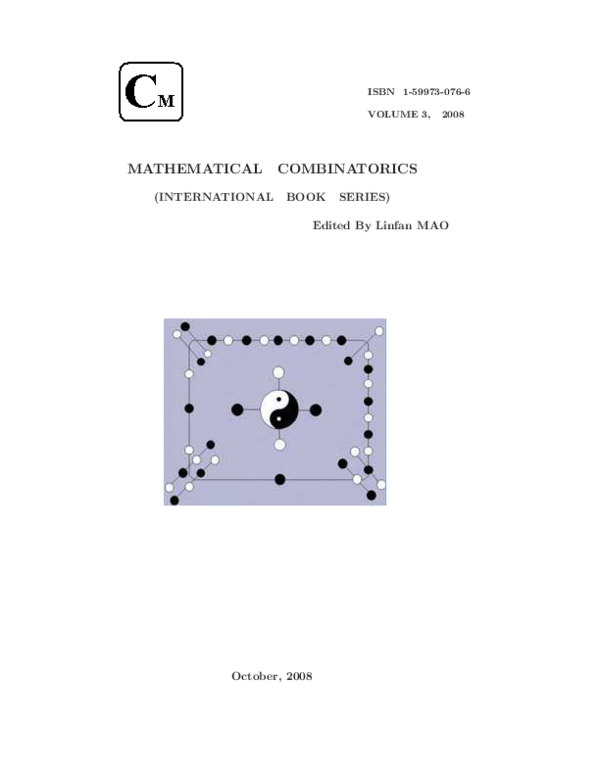 (PDF) MATHEMATICAL COMBINATORICS (INTERNATIONAL BOOK SERIES), Volume 3 ...