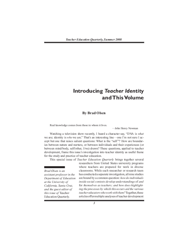 (PDF) Introducing teacher identity
