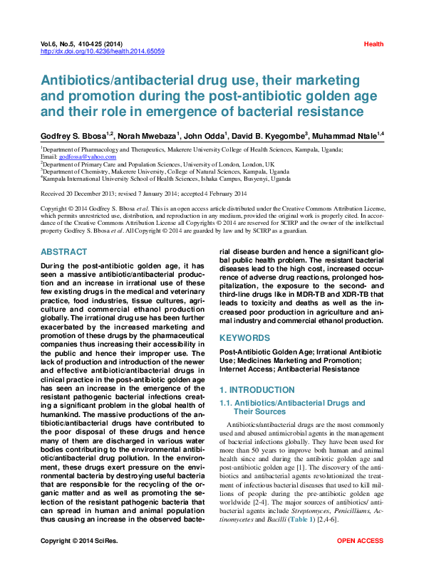 (PDF) Antibiotics/antibacterial drug use, their marketing and promotion ...