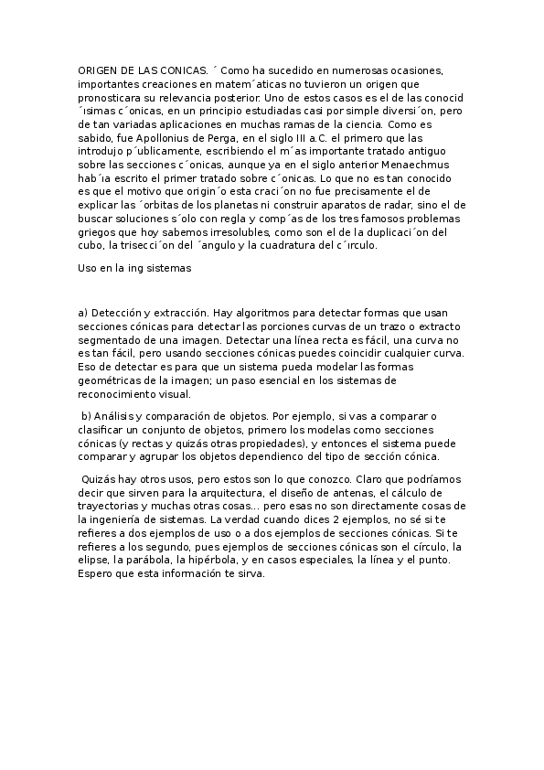 (DOC) ORIGEN DE LAS CONICAS