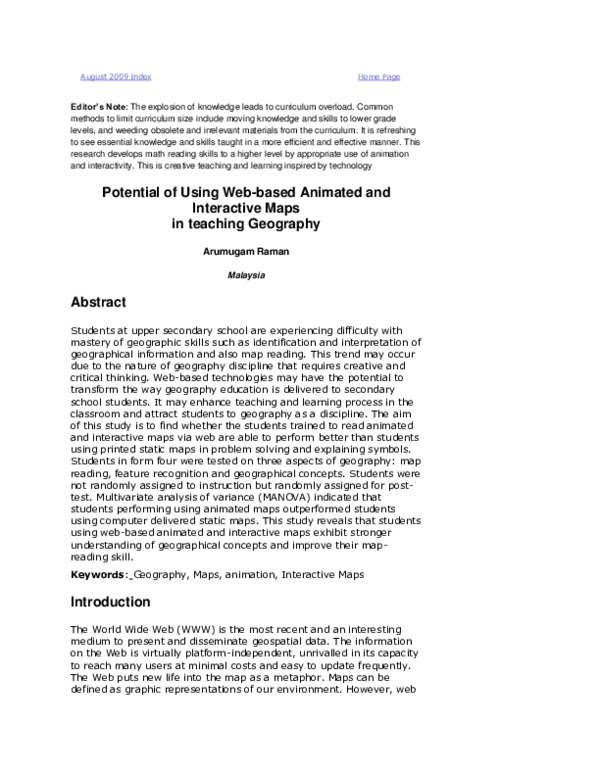 (PDF) Potential of Using Web-based Animated and Interactive Maps in ...