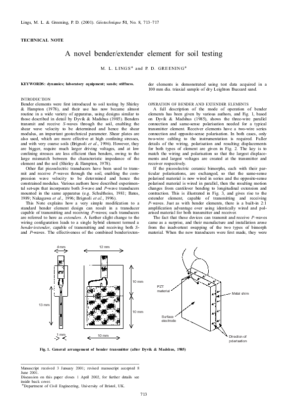 (PDF) A novel bender/extender element for soil testing
