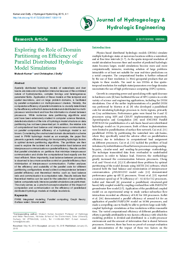 (PDF) Exploring the Role of Domain Partitioning on Efficiency of Parallel Distributed Hydrologic ...