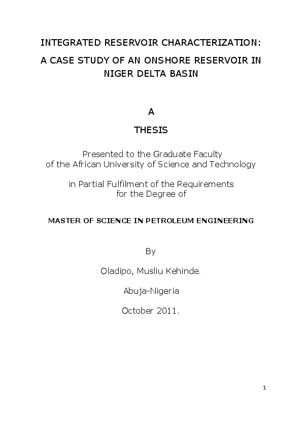 (PDF) INTEGRATED RESERVOIR CHARACTERIZATION: A CASE STUDY OF AN ONSHORE ...