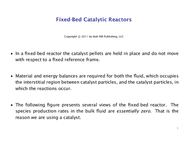 Pdf Fixed Bed Catalytic Reactors