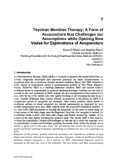 (PDF) Chapter 07 Toyohari Meridian Therapy