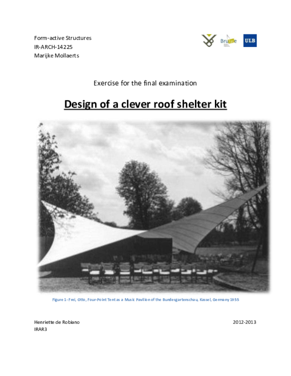 (PDF) Design of a clever roof shelter kit