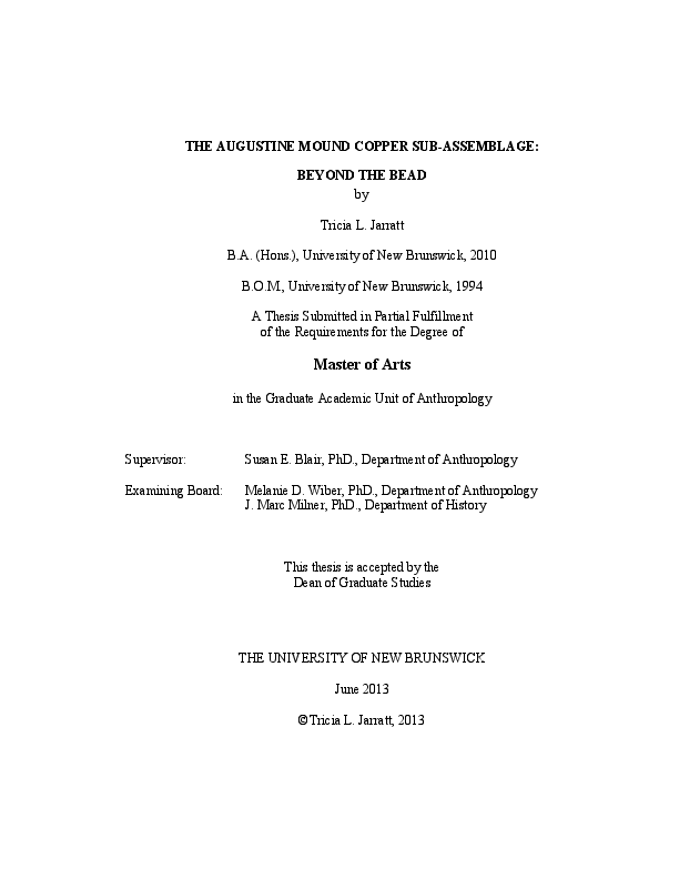 (PDF) The Augustine Mound Copper Sub-Assemblage: Beyond the Bead