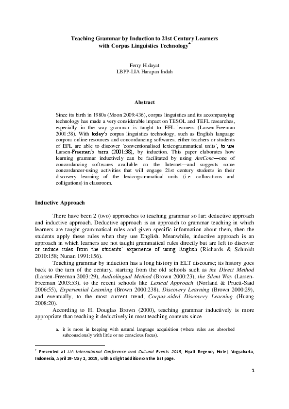 (PDF) Teaching Grammar by Induction to 21st Century Learners with ...