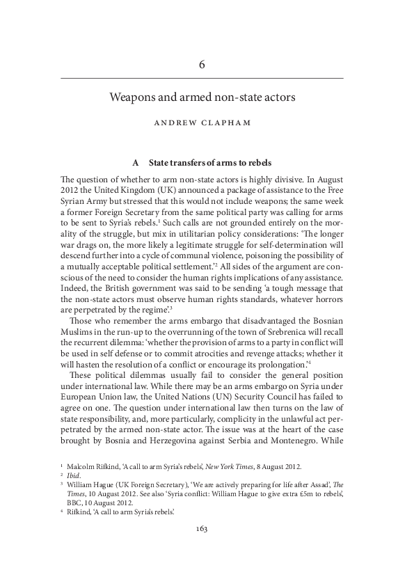 Pdf Weapons And Armed Non State Actors