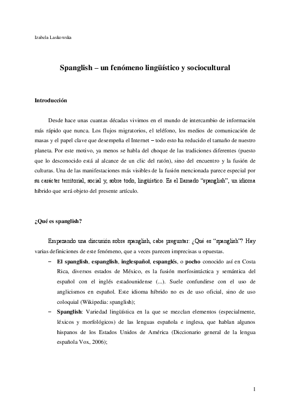 Spanglish – un fenómeno lingüístico y sociocultural